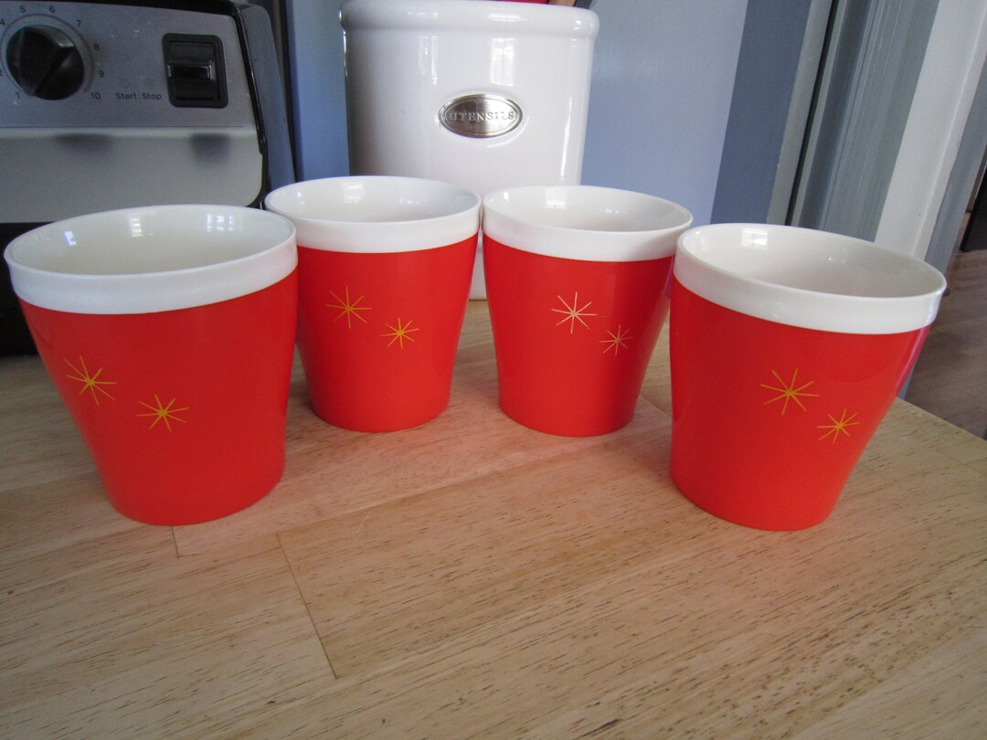 Starburst Insulated Cups, Red/orange Color W/white Trim Gold Starbursts ...
