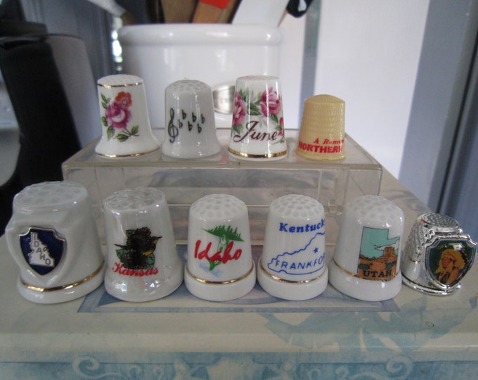 20 Vintage Porcelain Sewing Decorative Thimbles Geographic Town ...