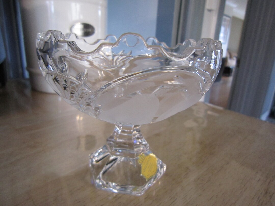 Lead Crystal Compote: Frosted Fruit Candy Nut Dish - West Germany - Etsy