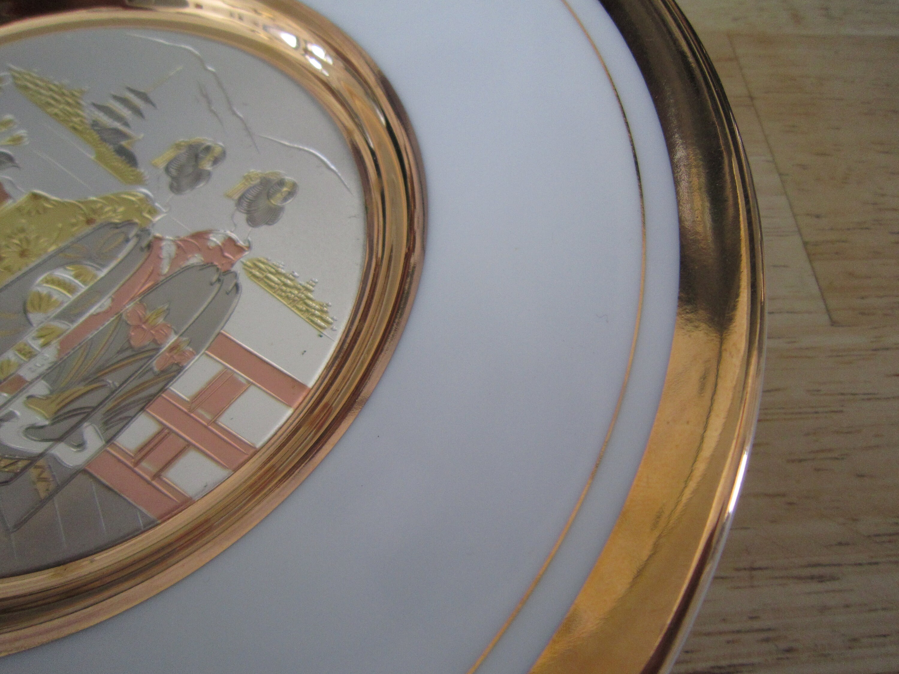 The Art of Chokin Two Geisha Women Looking Over a Bridge | Etsy