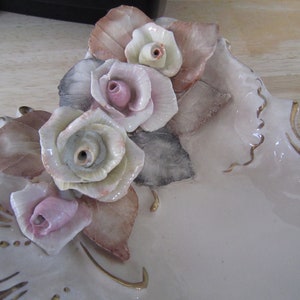 Vanity Boudoir Tray/dish Intricate Floral Detail, Gold Leaf Trim Shabby ...