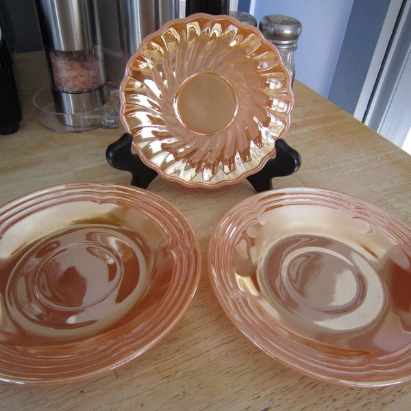 Peach Lusterware Fire King - Etsy