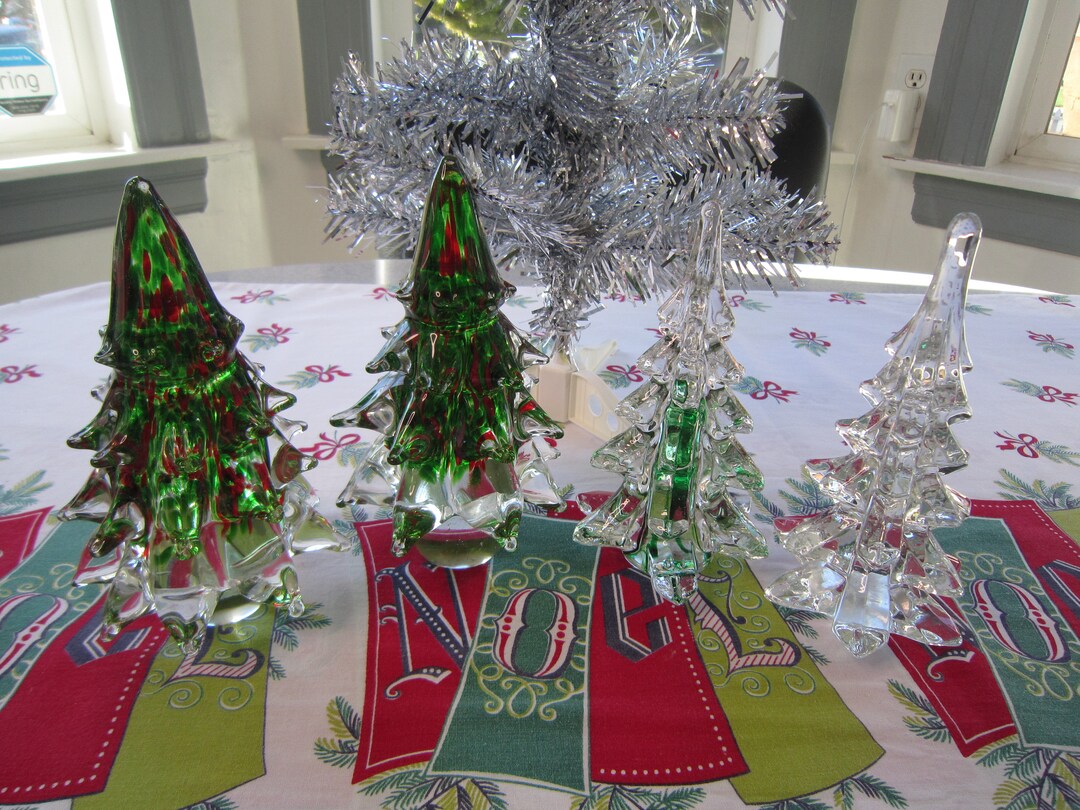 Crystal Art Glass Tree Sculptures, Glass Christmas Trees, Clear, Green ...