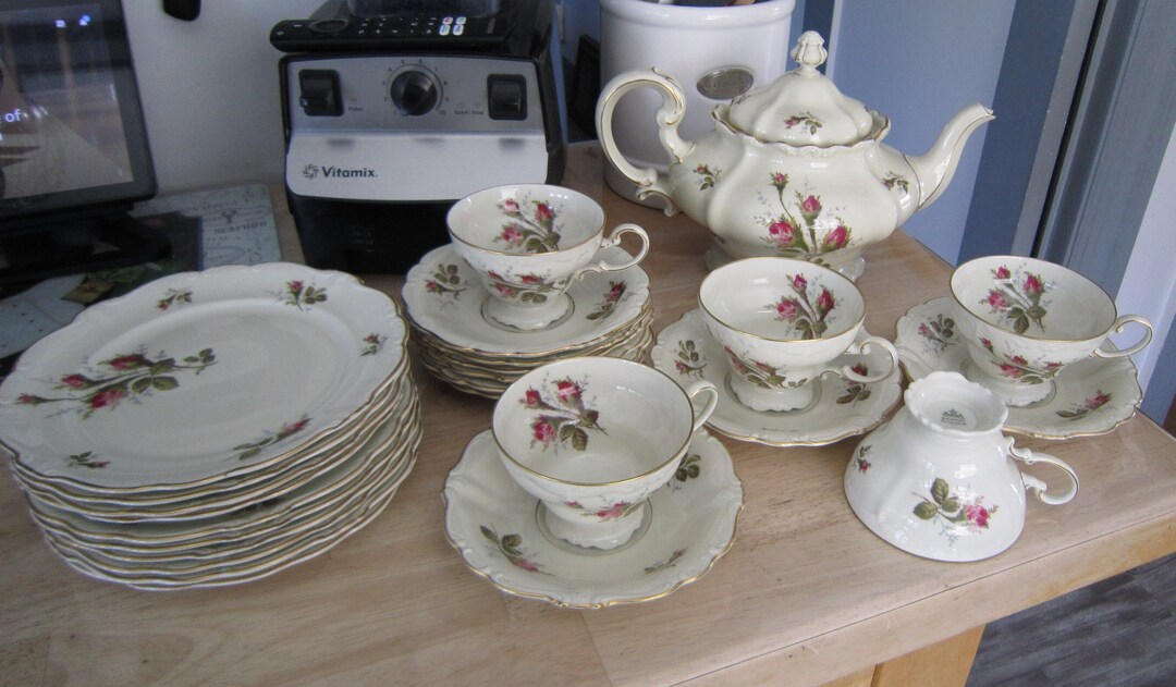 Rosenthale Pompadour China 26pc. Tea Set Selb-germany Moss Rose - Etsy