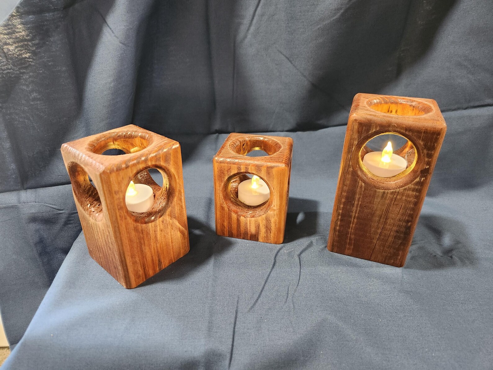 Handcrafted Tea Light Candle Holders. 3 Different Heights 3.5, 4.5 and ...