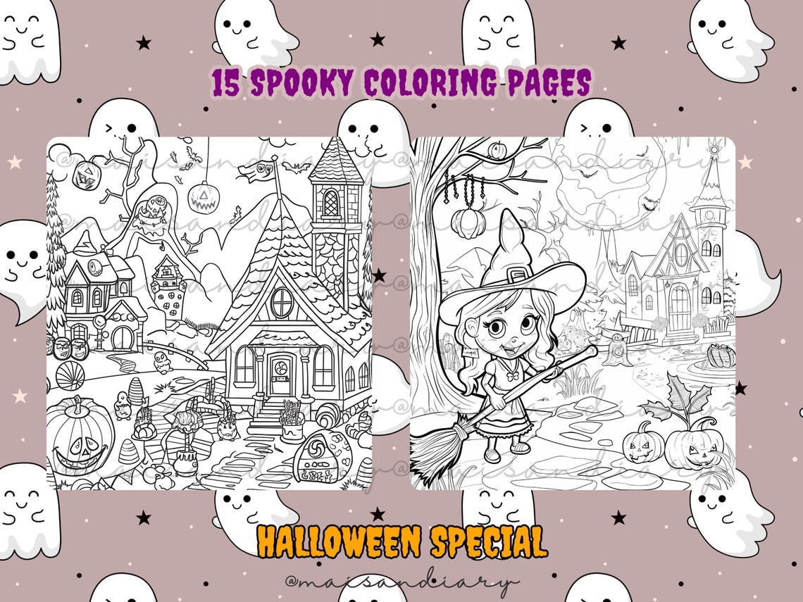 15 Cute Halloween Coloring Pages for Kids, Spooky Coloring Pages ...