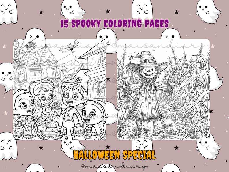 15 Cute Halloween Coloring Pages for Kids, Spooky Coloring Pages ...