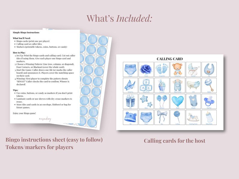 Baby Boy Bingo Game Boy Shower Bingo Printable Baby Boy Bingo Card Boy ...
