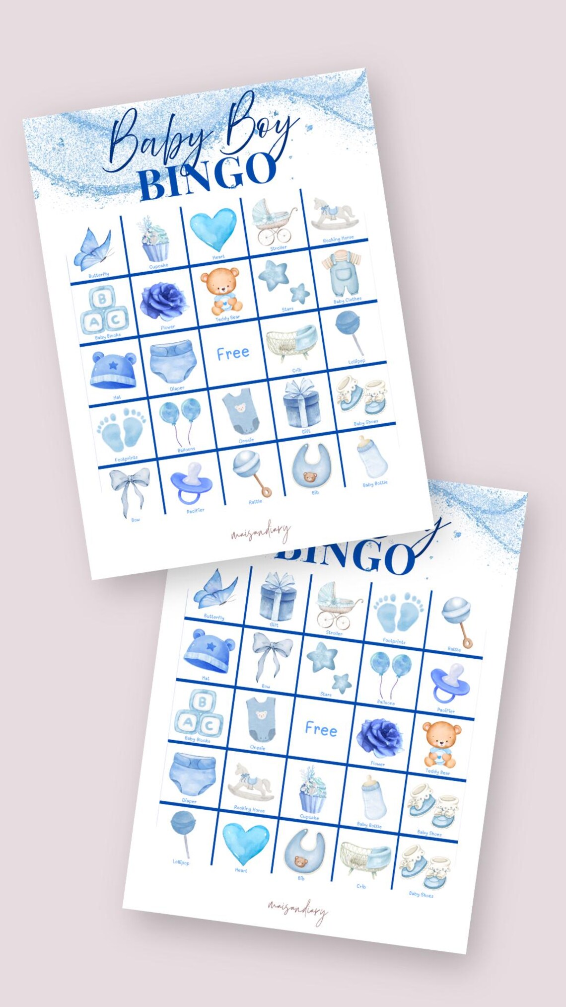 Baby Boy Bingo Game Boy Shower Bingo Printable Baby Boy Bingo Card Boy ...
