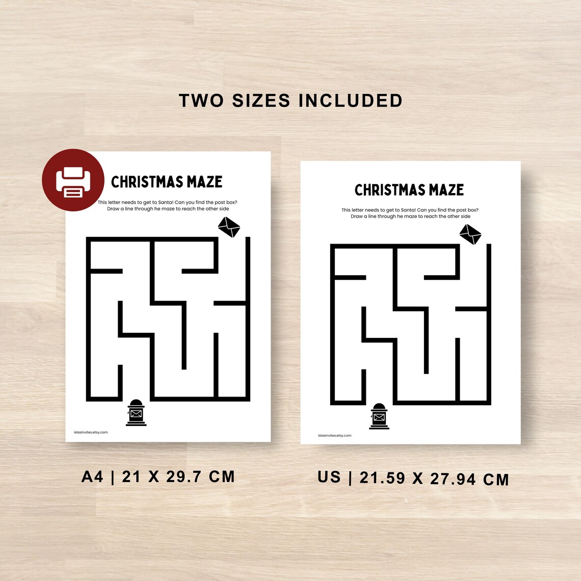 5 Christmas Maze Activity Pages Instant Download - Kids Christmas ...