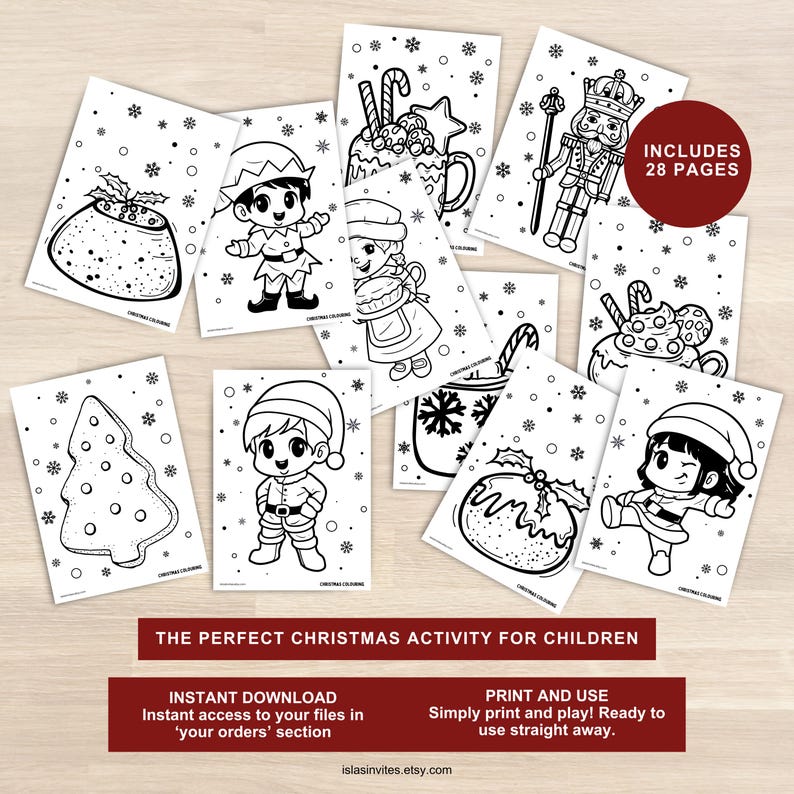 28 Christmas Coloring Pages Instant Download - Kids Christmas ...