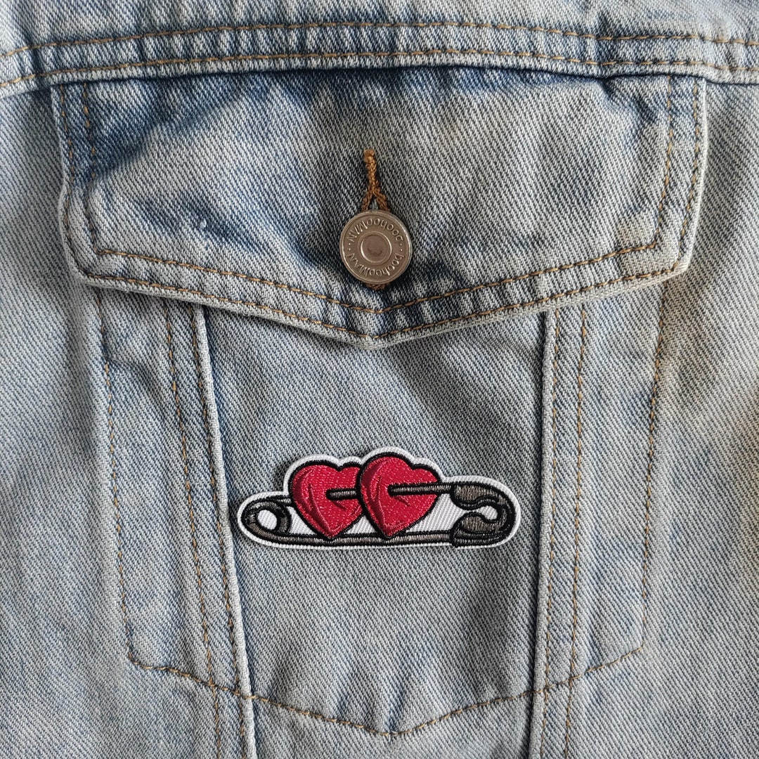 Safety Twin // DIY Hearts Pin Embroidered Iron Sew on Patch Punk Metal ...