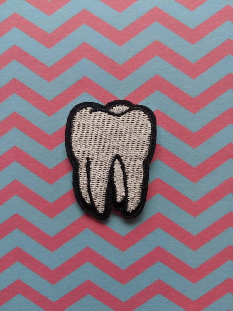 Molar Opposites // Tooth DIY Embroidered Patch Iron Sew on Applique ...