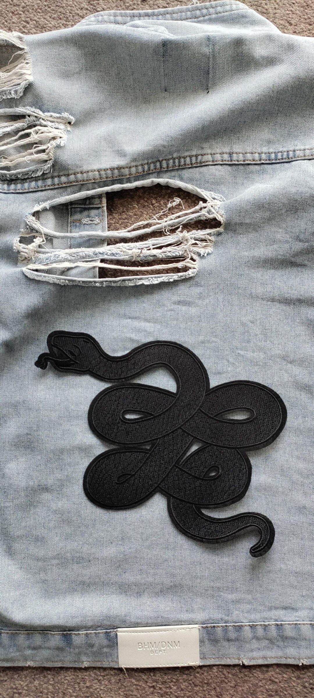 Black Mamba // Snake Large Back Patch Embroidered Iron Sew on DIY Motif Applique Gift Punk Metal ...