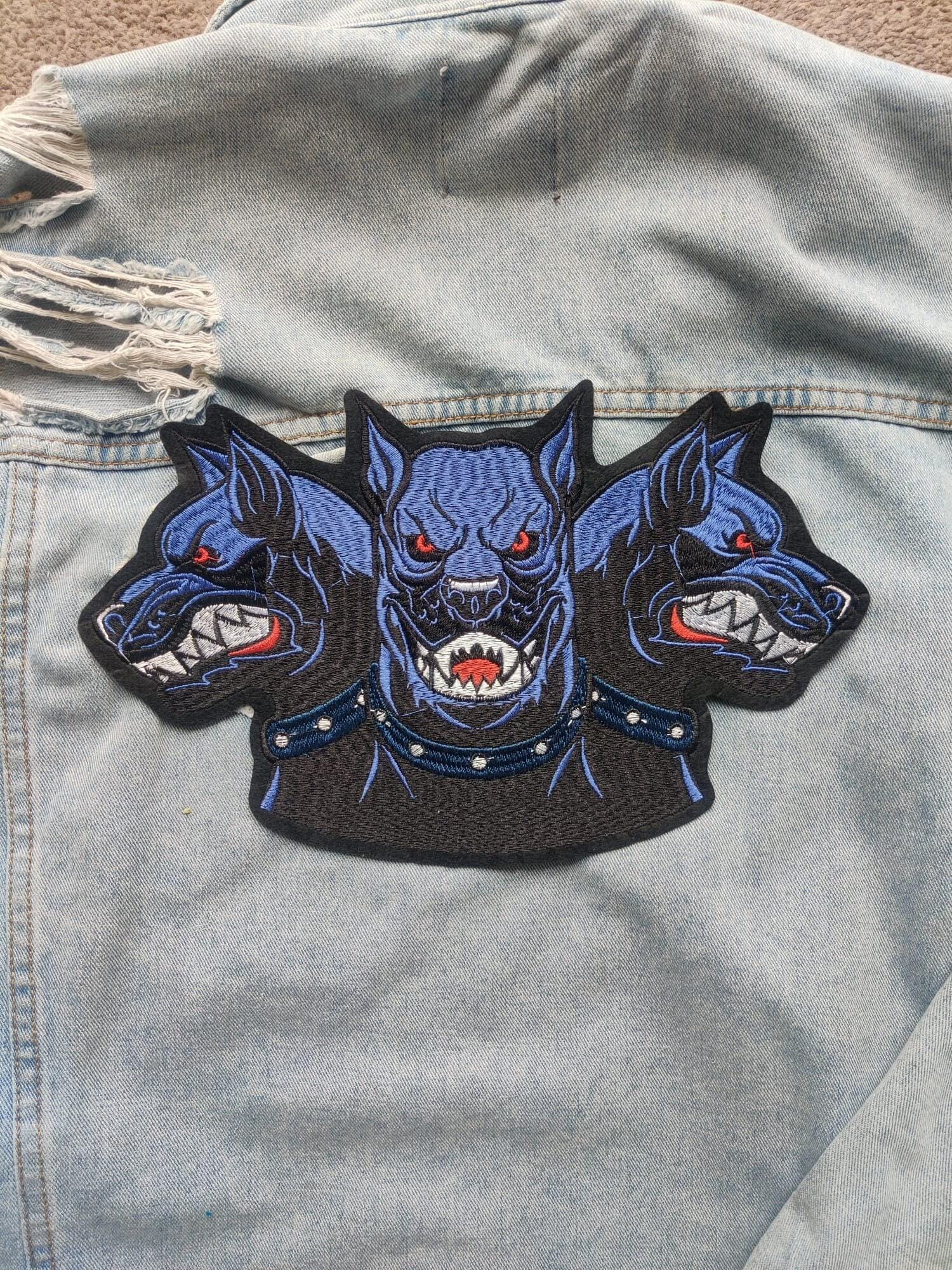 Fluffy // DIY Dog Large Embroidered Iron Sew on Back Patch Three Headed ...