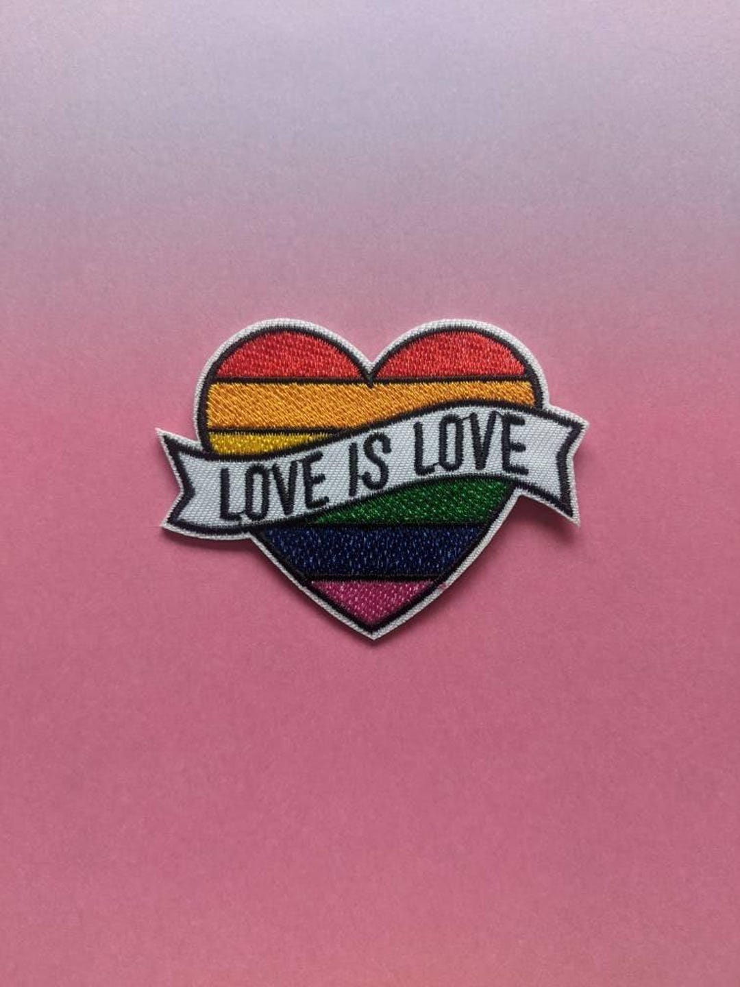 Love is Love // DIY LGBTQ Rainbow Heart Embroidered Iron Sew on Patch ...