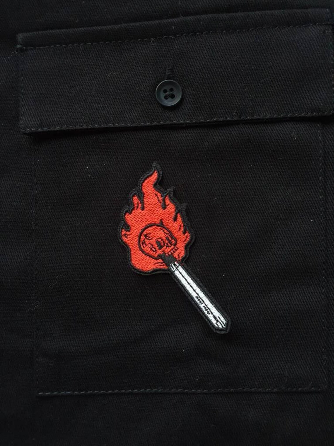 Burning up // DIY Skull Match Embroidered Iron Sew on Patch Punk Metal ...