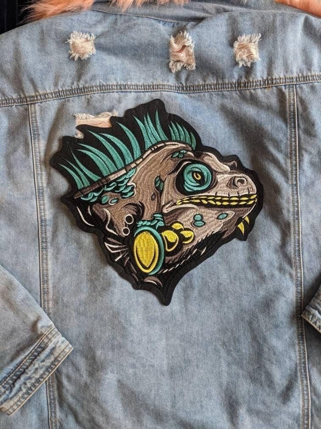 Bright Scale // Lizard Iguana DIY Large Animal Back Patch Embroidered ...