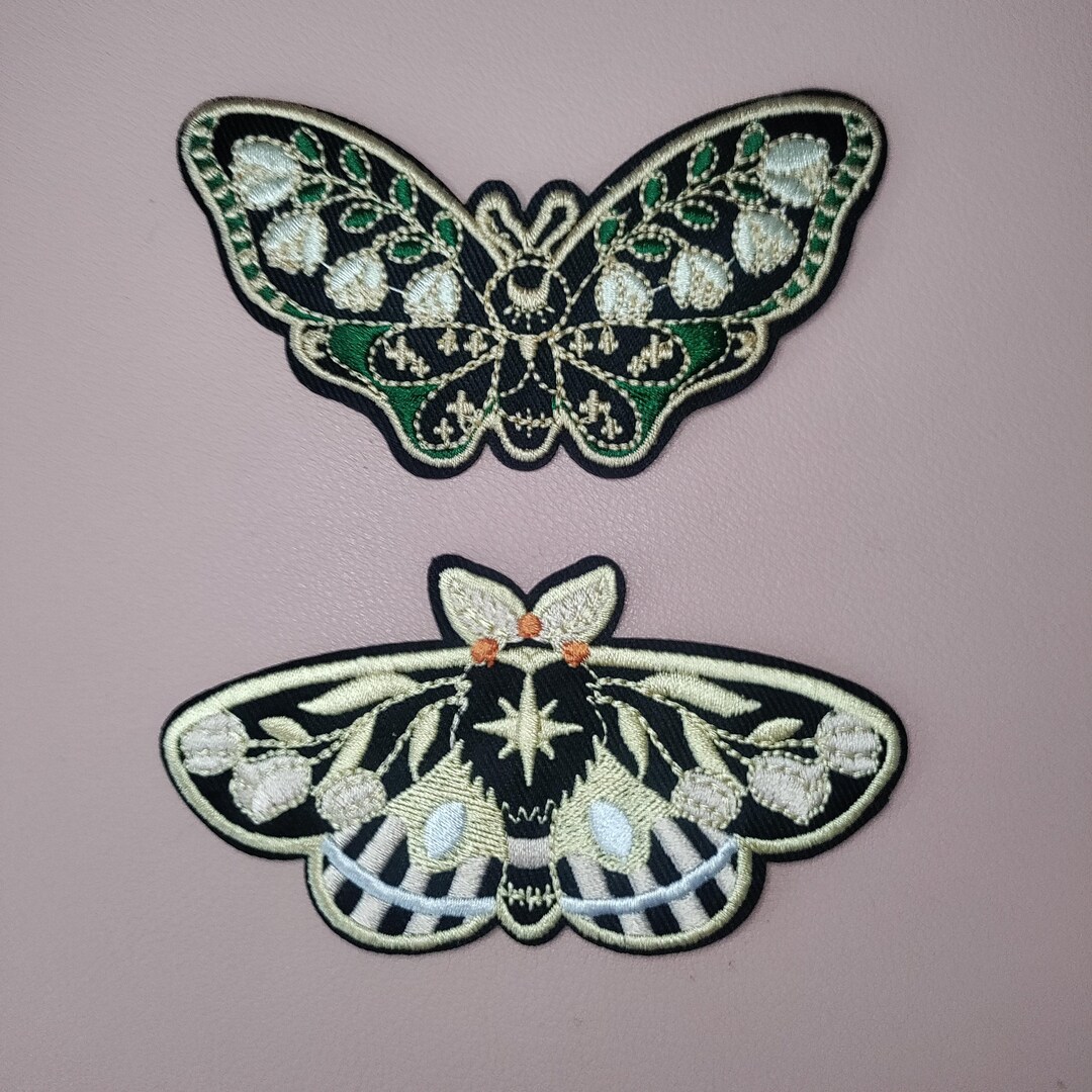 Vintage Moth // DIY Embroidered Patch Iron Sew on Applique Craft Motif ...