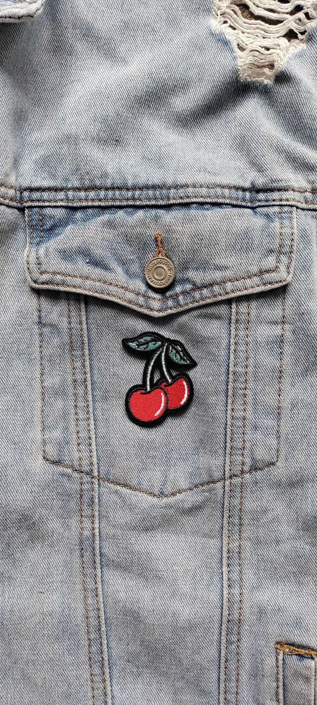 Juicy // Cute Cherry DIY Embroidered Iron Sew on Patch Applique Small ...