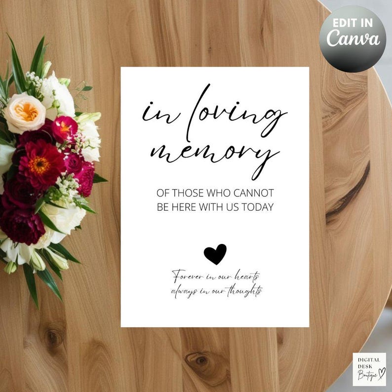 In Loving Memory Sign Template, Editable Canva Memorial Sign for ...