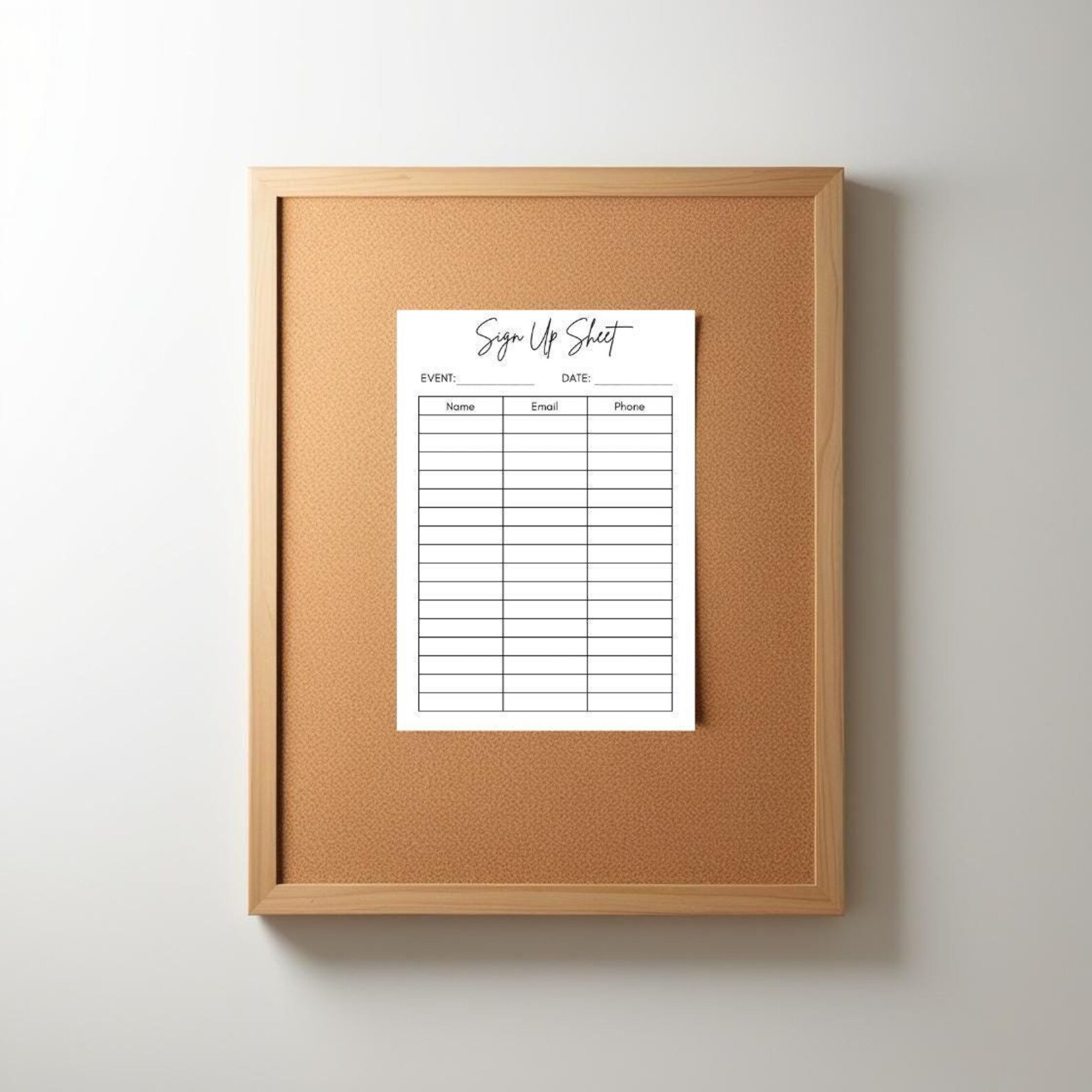 Sign up Sheet Email & Phone Number Simple Event Printable PDF - Etsy