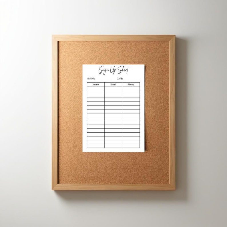 Sign up Sheet Email & Phone Number Simple Event Printable PDF - Etsy