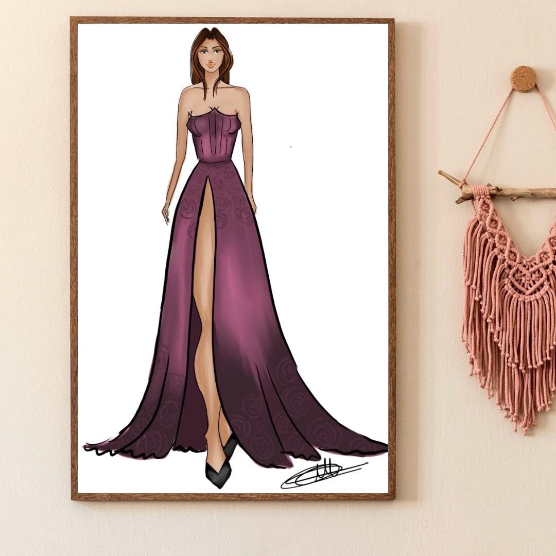 Digital Drawing Special Pink October Gala Dress, Solidarity Fashion ...