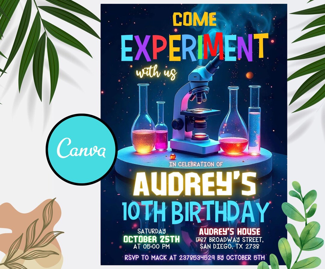 Editable Mad Science Birthday Invitation, Boy Science Party Template ...
