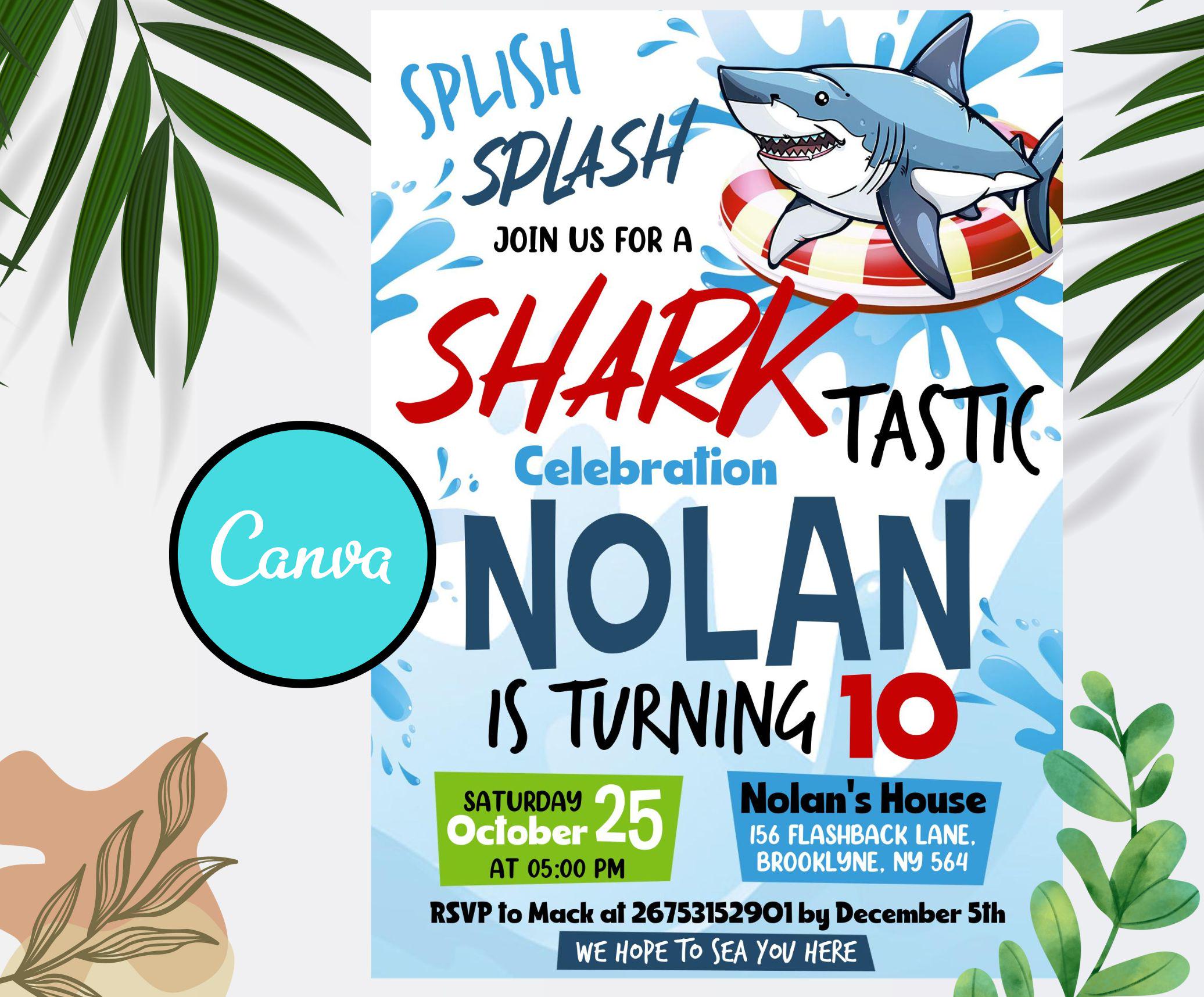 Editable Shark Birthday Pool Party Invitation (digital Invitation) - Etsy
