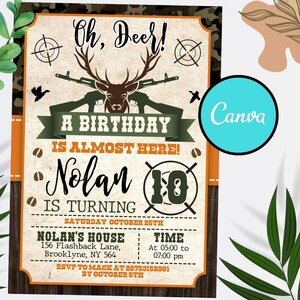 Editable Hunting Invitation, Hunting Invite, Hunting Birthday Party ...