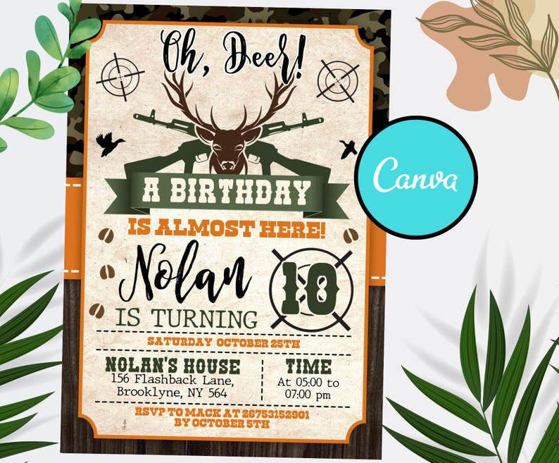 Editable Hunting Invitation, Hunting Invite, Hunting Birthday Party ...