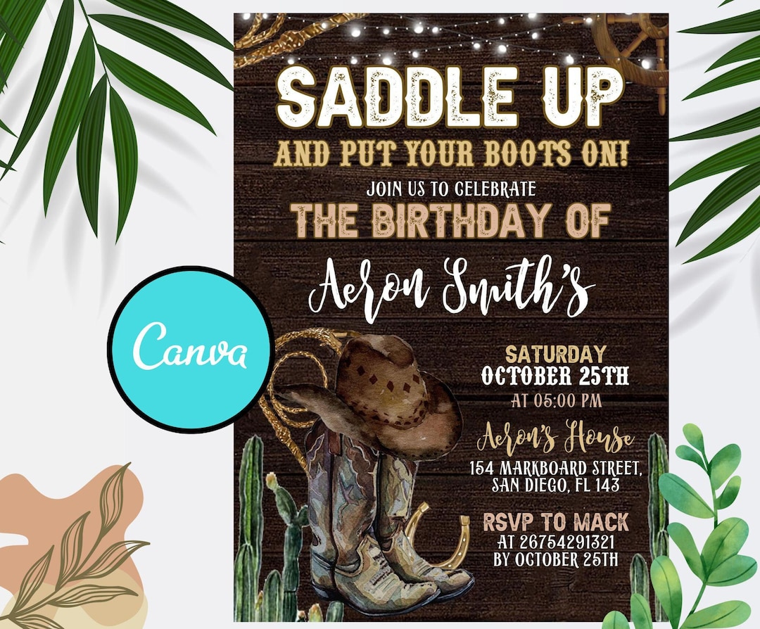 Editable Country Western Invitation, Western Invitation, Cowboy ...