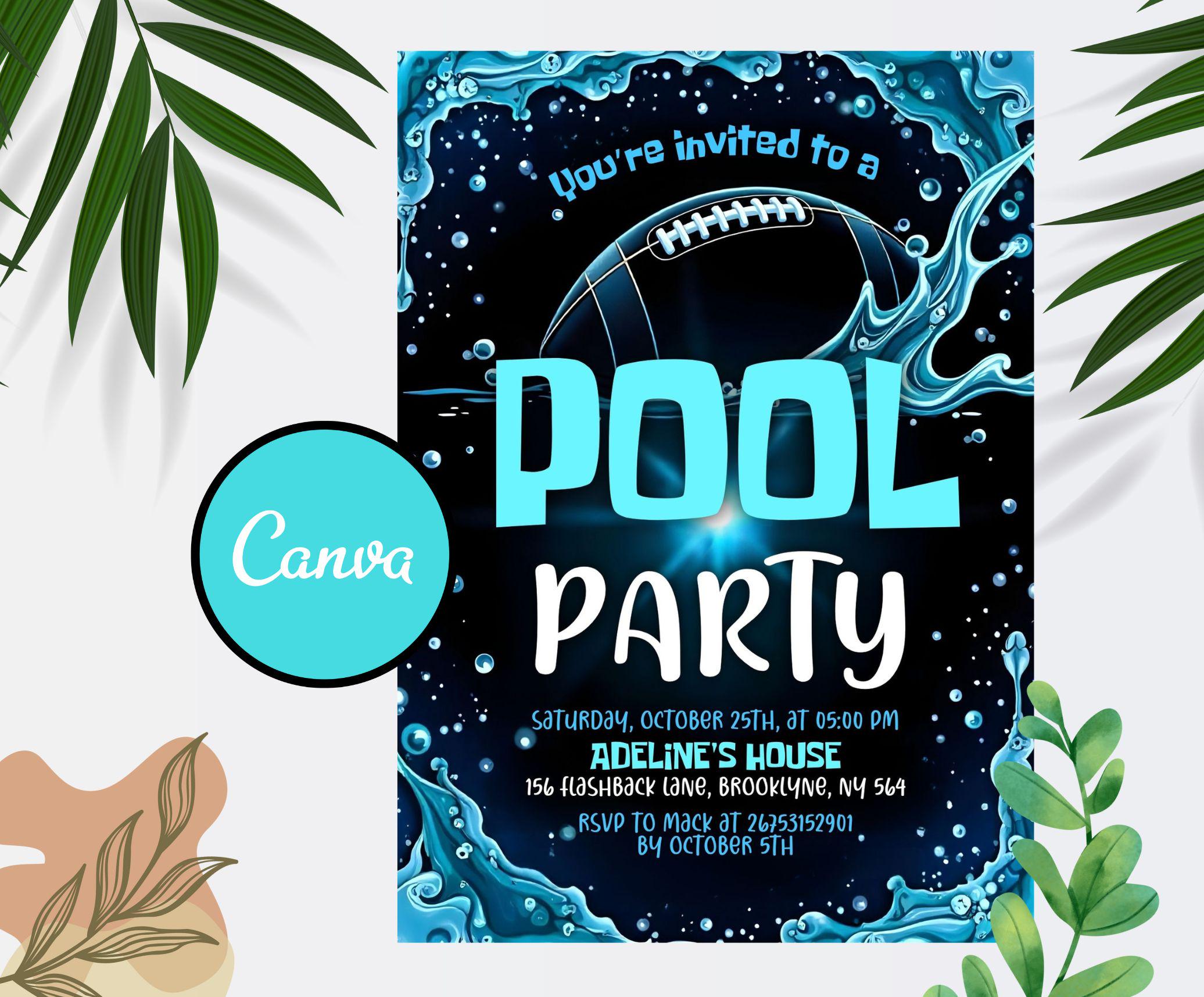 Editable Football Pool Party Invitation: Boy's Sports Birthday (digital ...