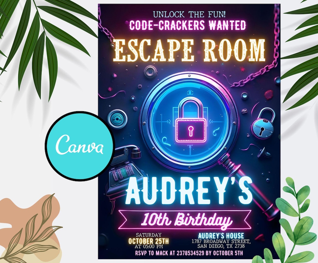Escape Room Birthday Invitation, Mystery Birthday Invitation, Gender ...