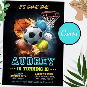 Editable Sports Invitation, Sports Invites, Sports Flyer, Sport Theme ...