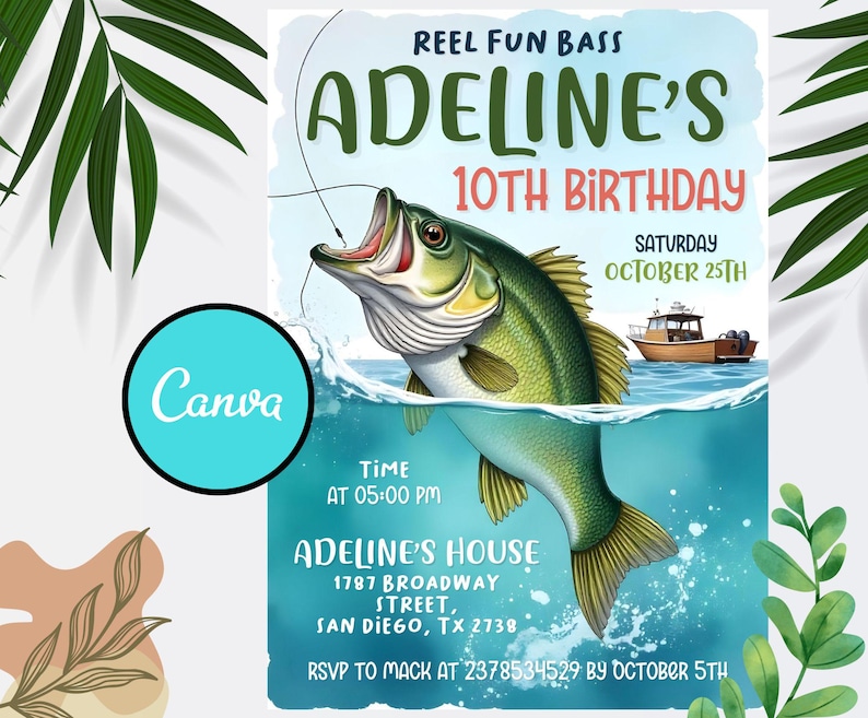 Editable Fishing Birthday Invitation, Fishing Invite, Fish Birthday ...