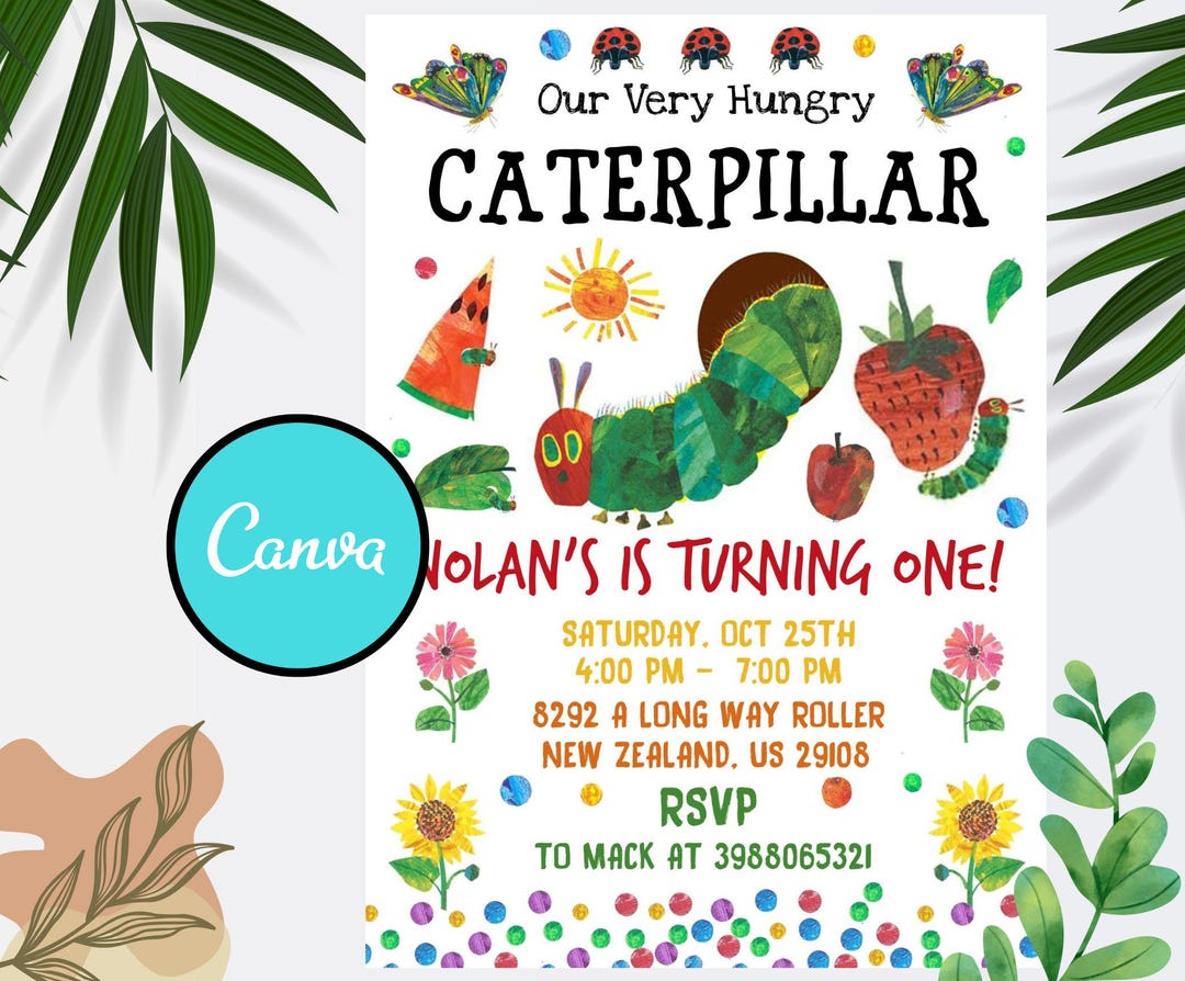 Editable Very Hungry Caterpillar Birthday Invitation (digital Download ...