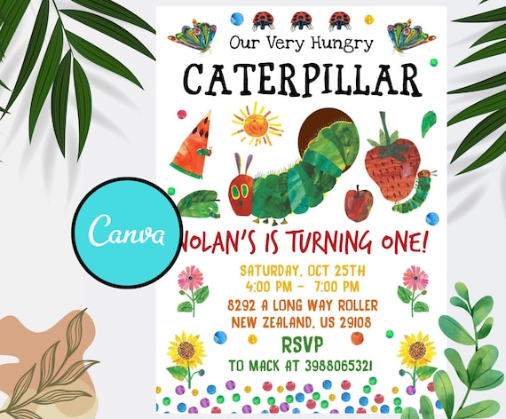 Downloadable Very Hungry Caterpillar Birthday Invitation A Very Hungry