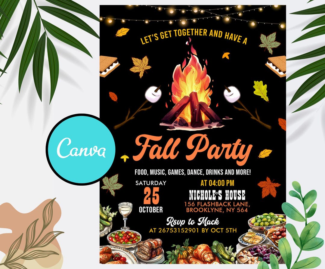 Editable Fall Party Invitation, Fall Festival Invitation, Fall Party ...