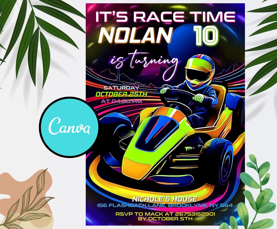 Go Kart Birthday, Go Kart Birthday Invitation, Go Kart Party Karting ...