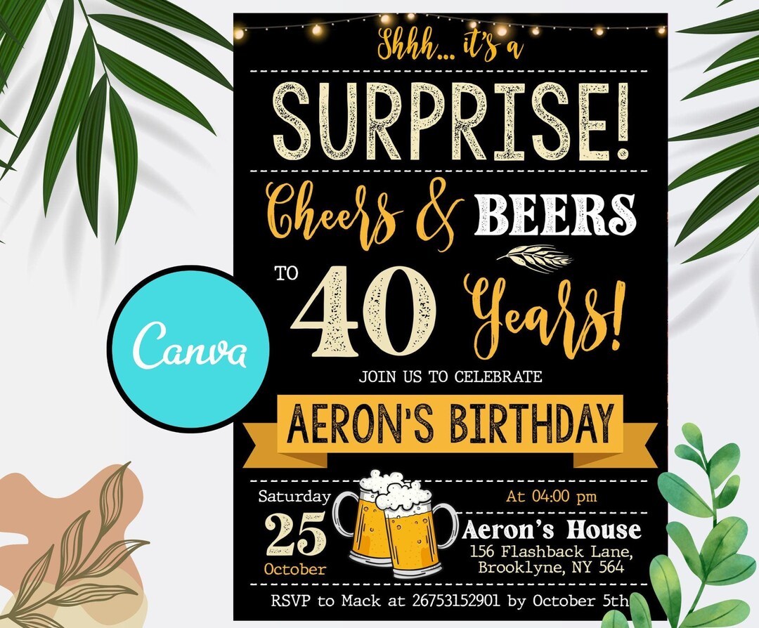 Cheers and Beers Birthday Invitation: Surprise Beer Party (digital ...