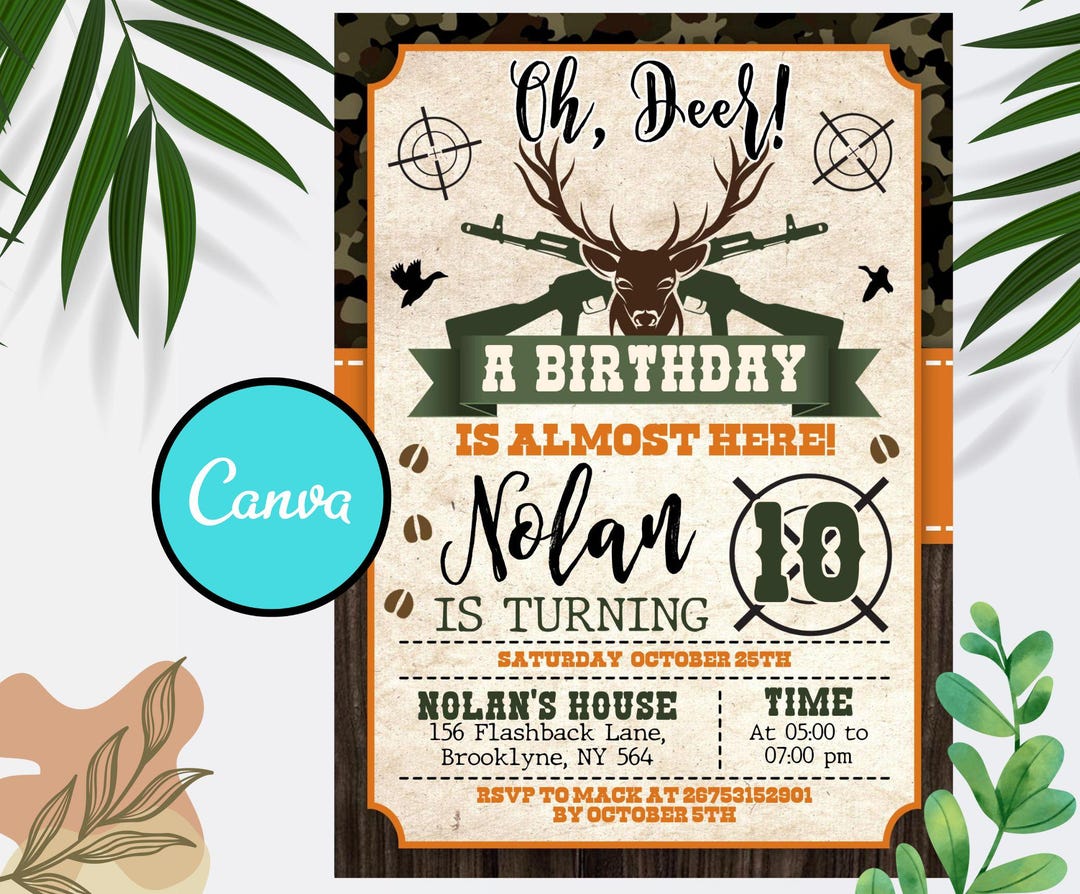 Editable Hunting Invitation, Hunting Invite, Hunting Birthday Party ...