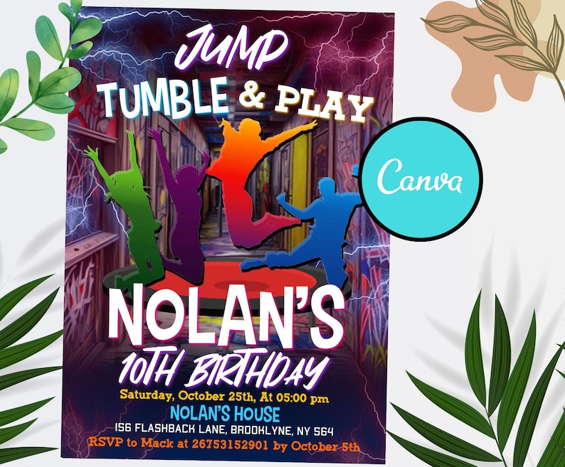 Trampoline Birthday Party Invitation: Jump Theme (digital Download) - Etsy