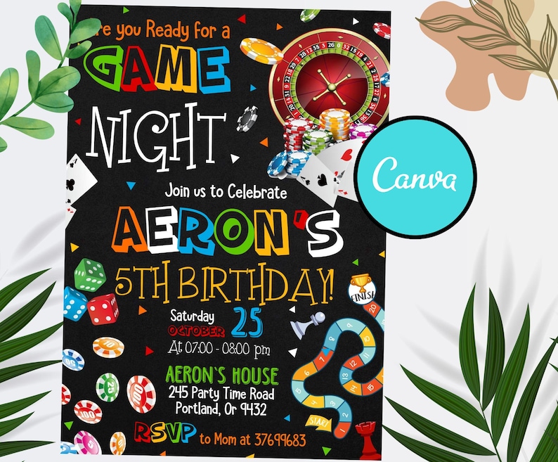 EDITABLE Game Night Invitation, House Party Invite, Board Games ...