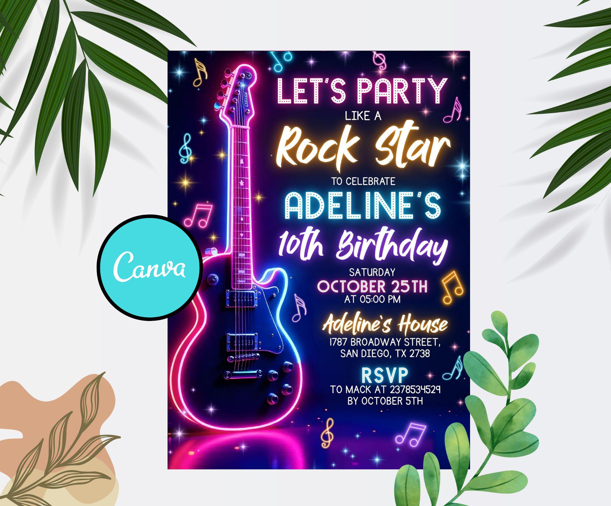 Invitaciones Con Temática De Estrella De Rock