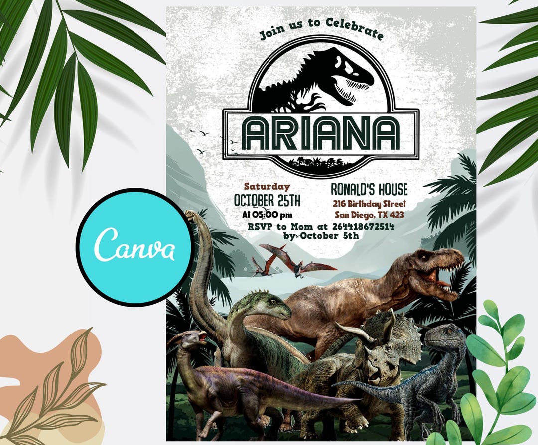 Editable Dinosaur Party Invitation, Dinosaur World Invite, Dino Boy ...