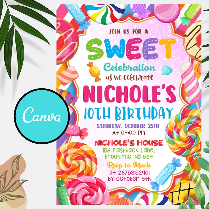 Candyland Invitation - Etsy