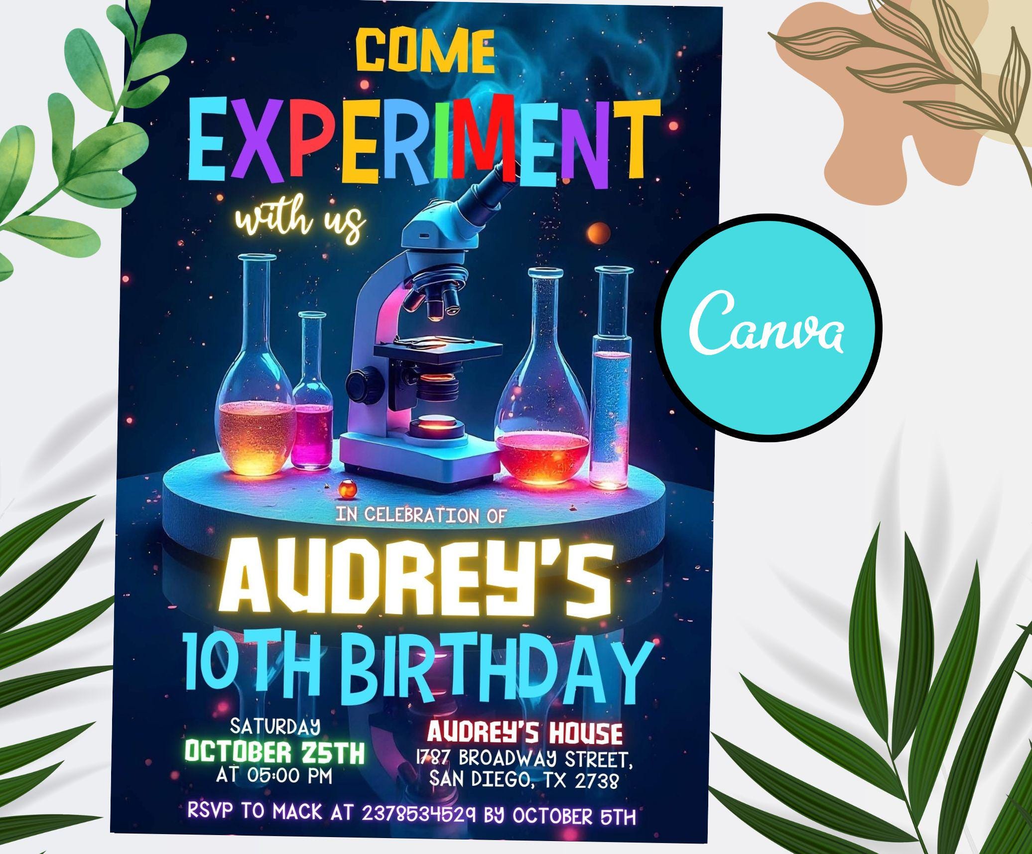 Editable Mad Science Birthday Invitation, Boy Science Party Template ...