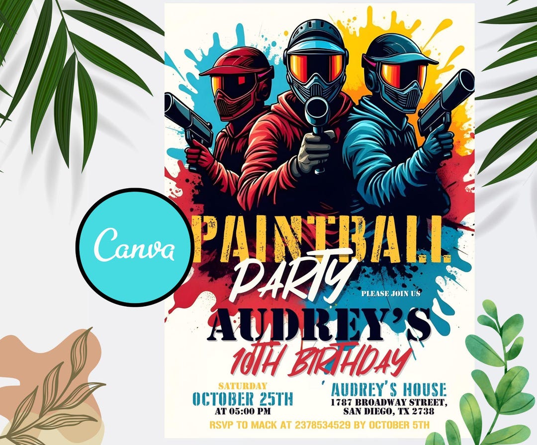 Editable Paintball Birthday Invitation, Paintball Party, Boys Party ...
